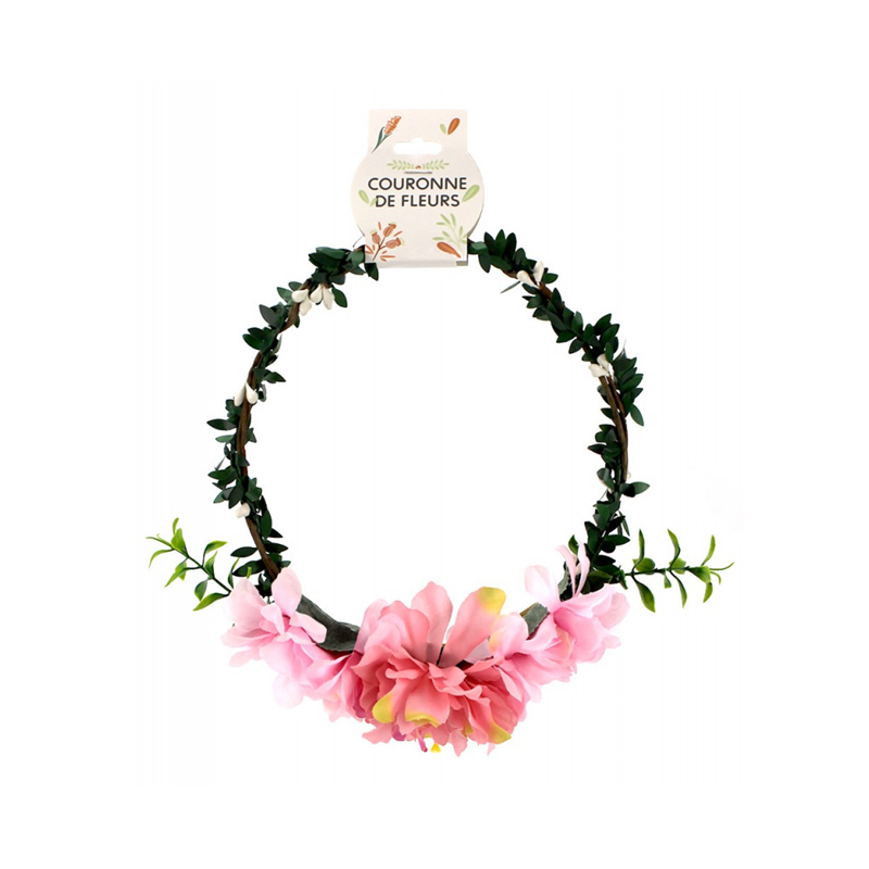 COURONNE DE FLEURS - Rose (ajustable)